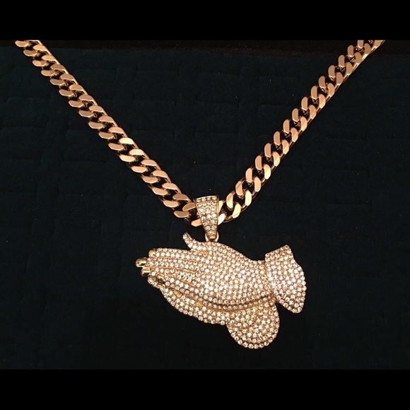 Accessories | Mens Gold Finishd 3 Chainpraying Hands Pendant | Poshmark
